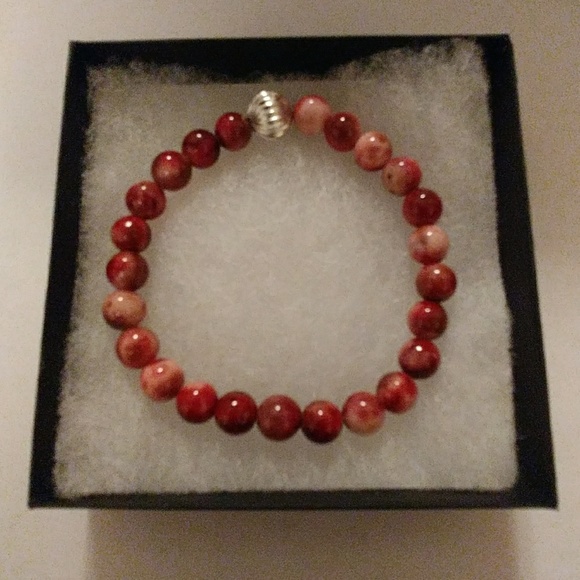 Jewelry | Burgundy Red Jade Stone Bracelet | Poshmark